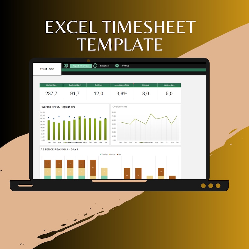 Excel Timesheet Management Template, - Etsy