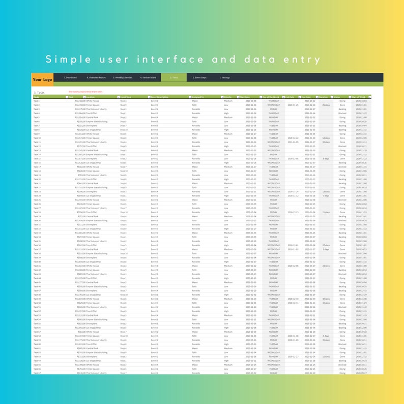 Event Planning Excel Template - Organize Your Next Event With Ease - Etsy