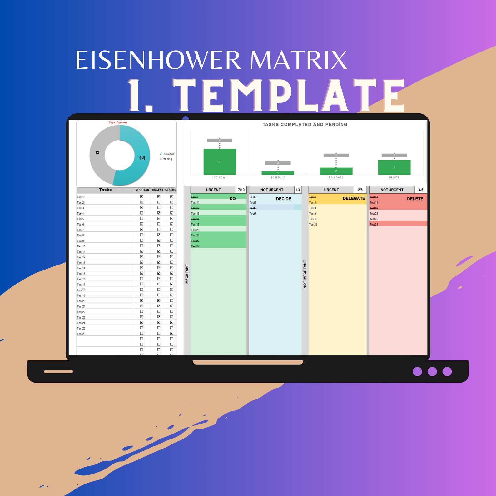 Eisenhower Matrix, Eisenhower Matrix Excel Template, Eisenhower Matrix ...