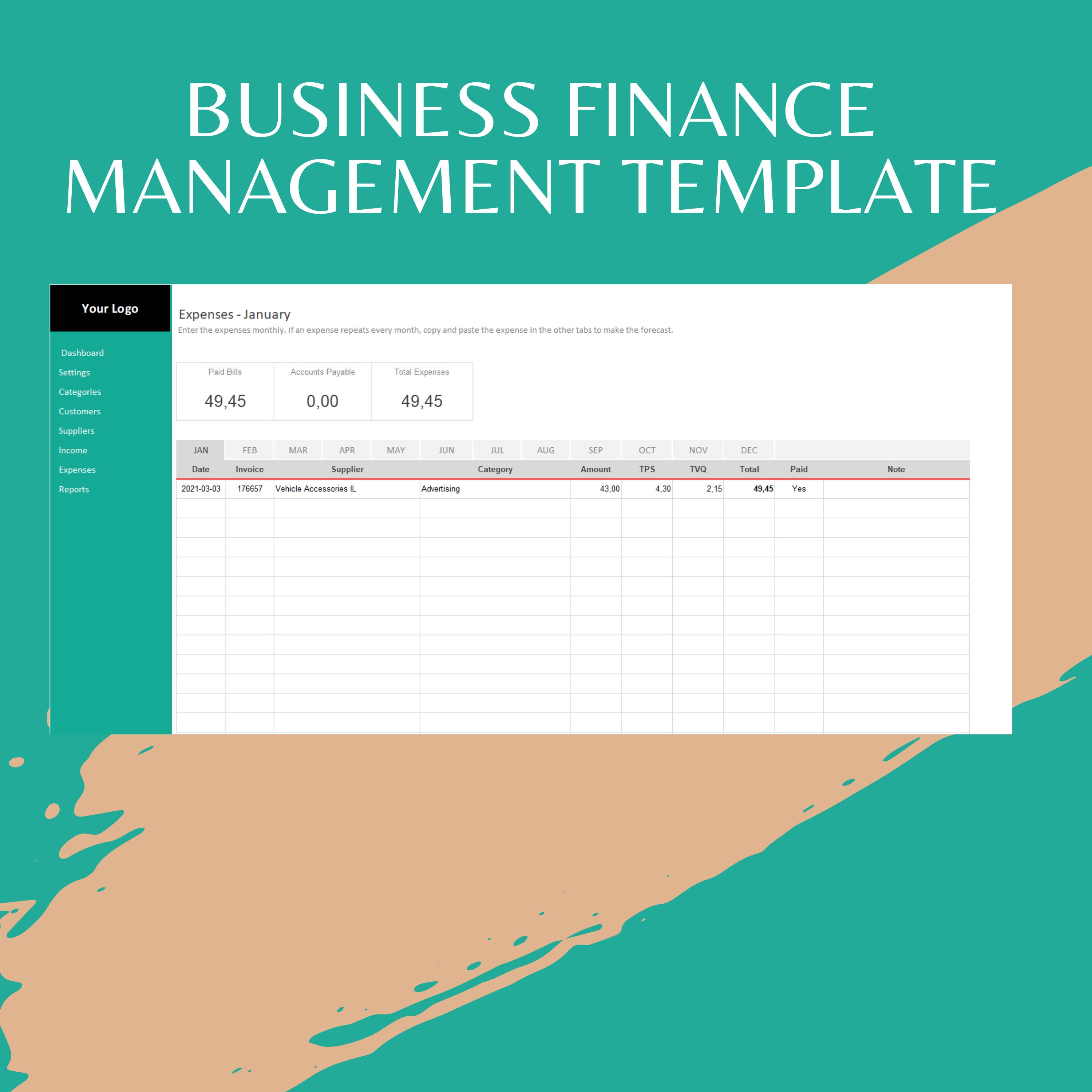 Business Finance Management Template - Etsy