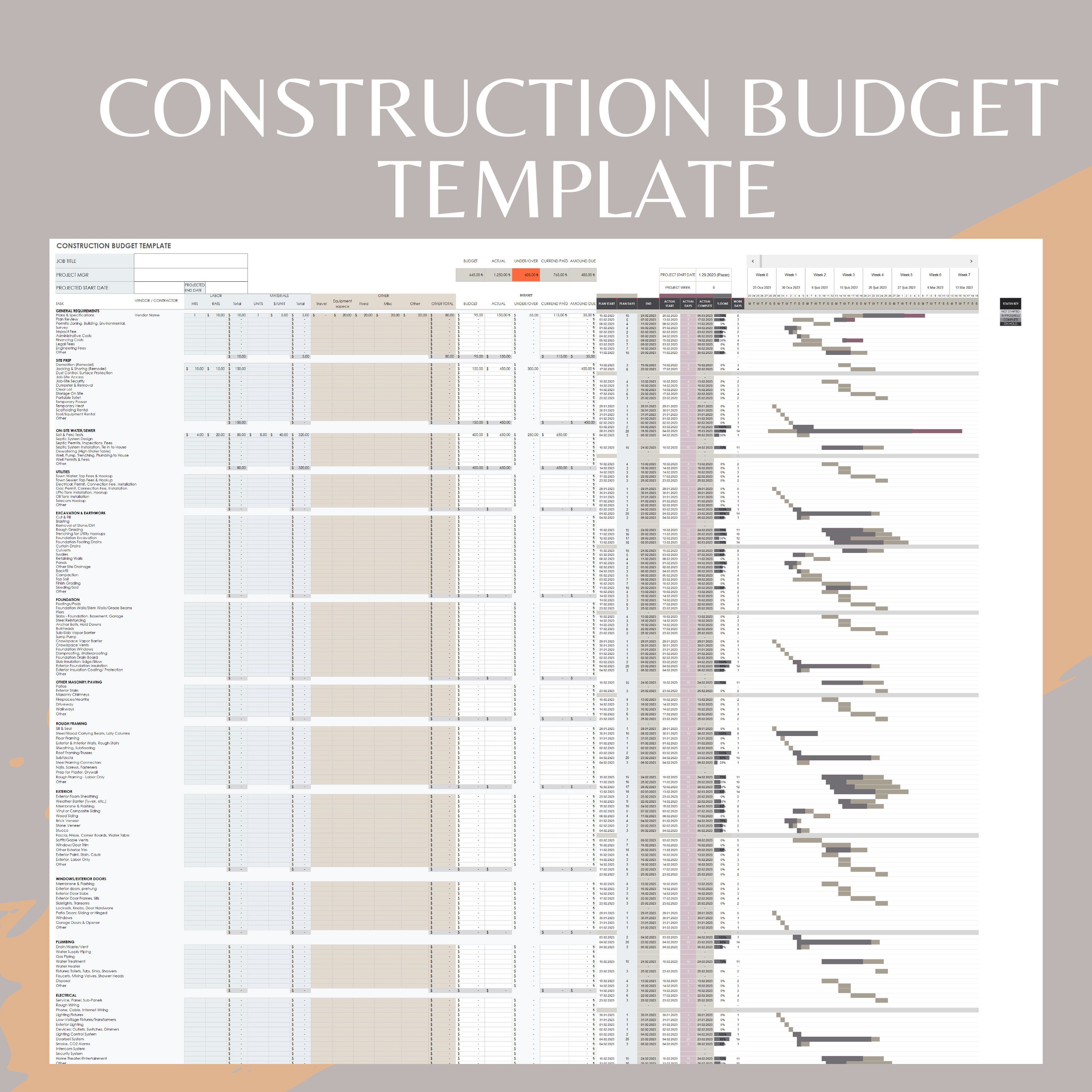 Construction Budget Template, Construction Home Building Planner ...