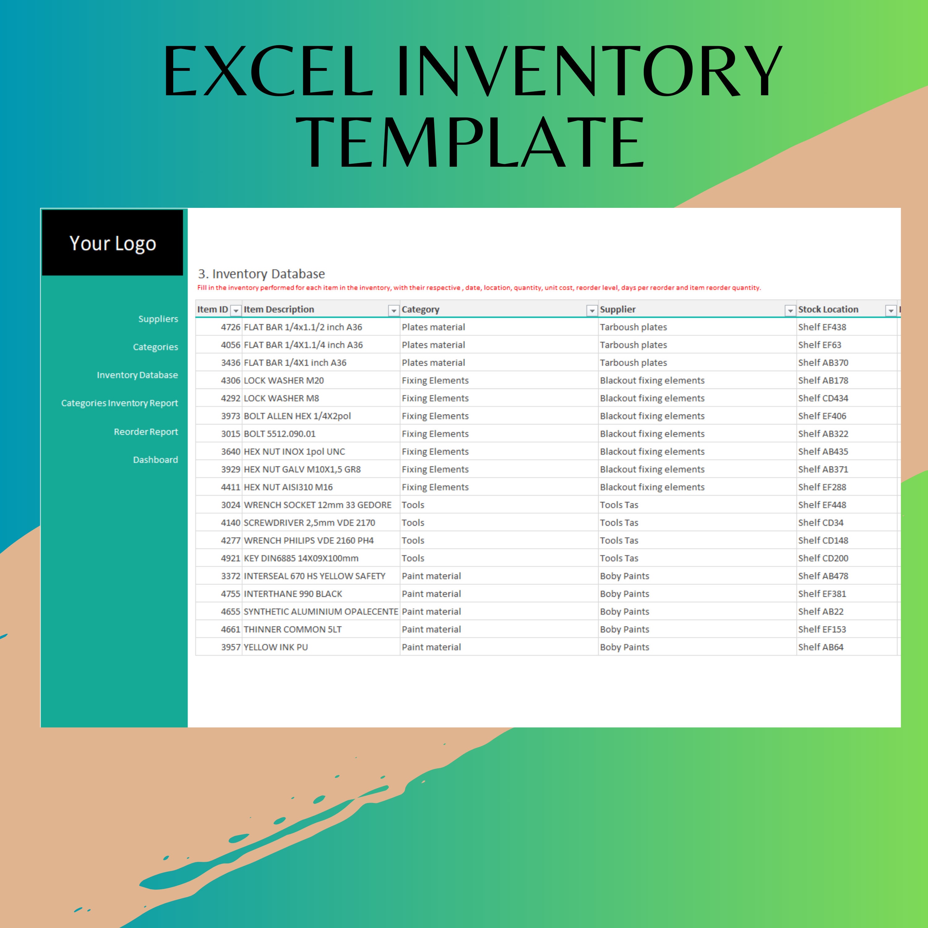 Excel Inventory Template: Stock Management Spreadsheet - Etsy