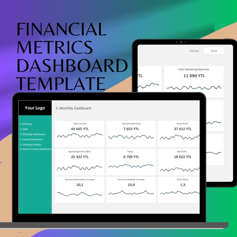 Financial Metrics Dashboard Template, Monitor Your Business Performance ...