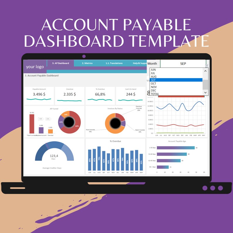 Accounts Payable Dashboard Template, Streamline Your Payment Management, Excel AP Dashboard ...