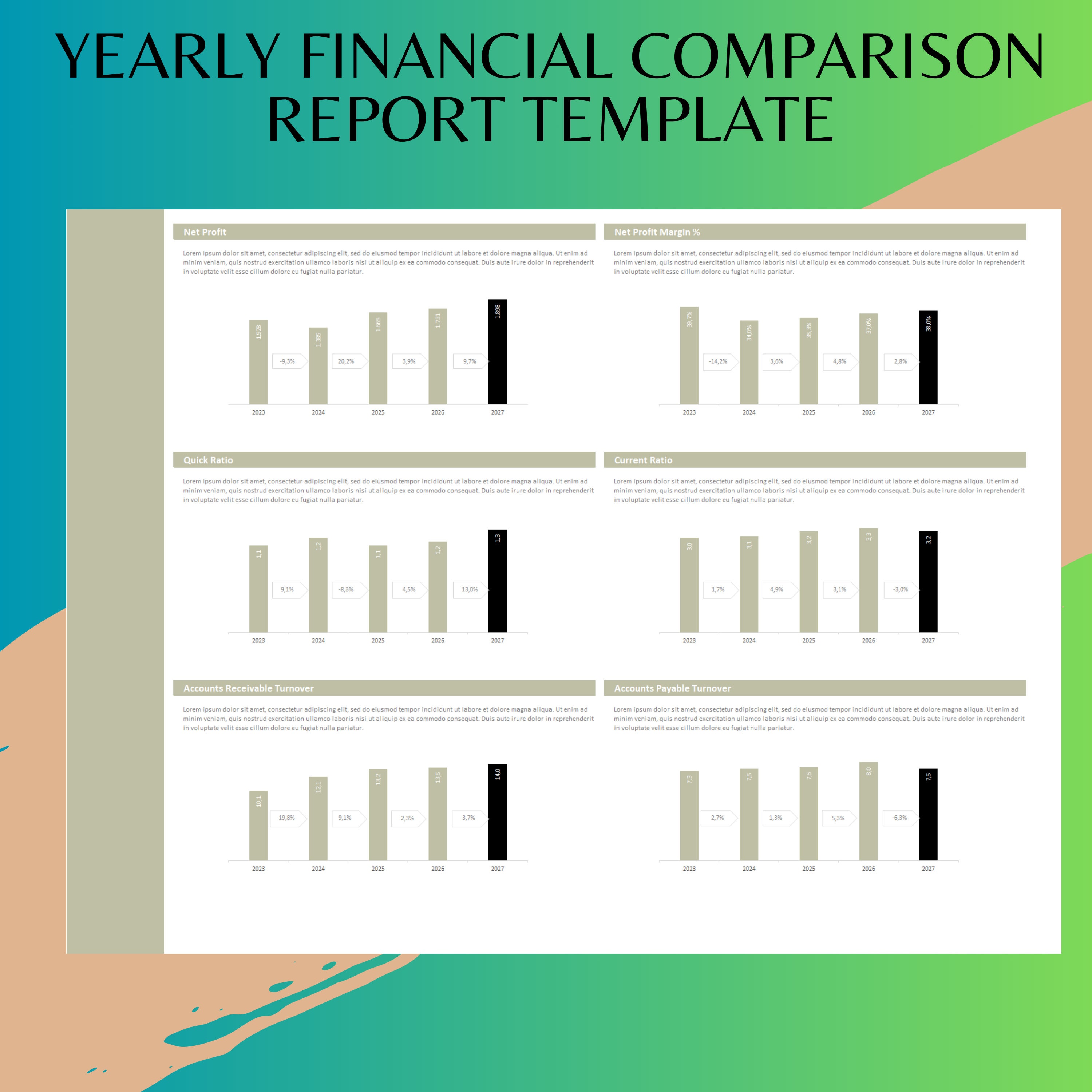 Yearly Financial Comparison Report Template: Excel Fiscal Analysis - Etsy