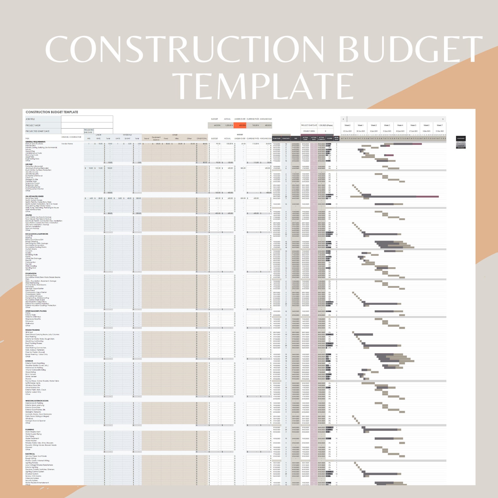Construction Budget Template, Construction Home Building Planner ...