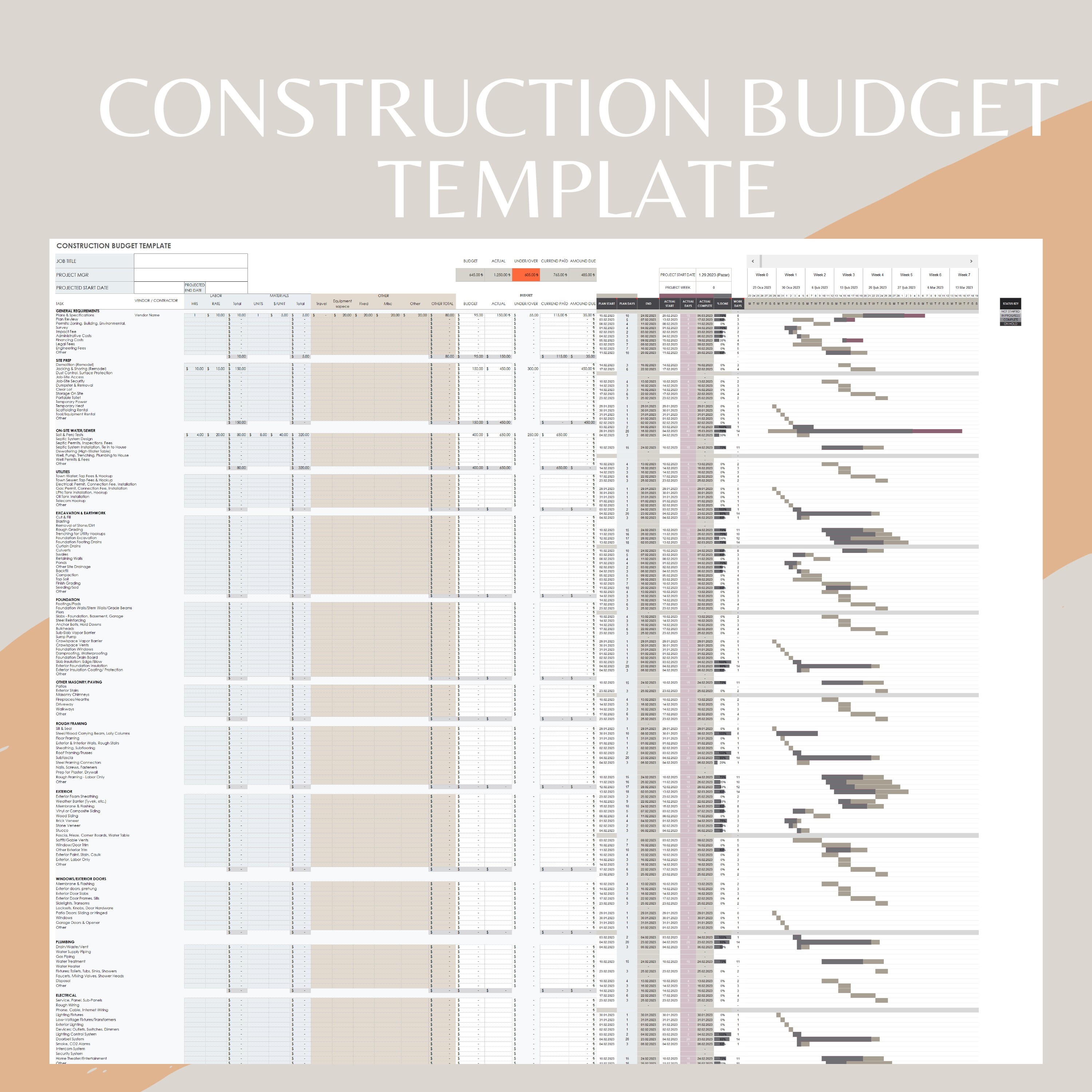Construction Budget Template, Construction Home Building Planner ...