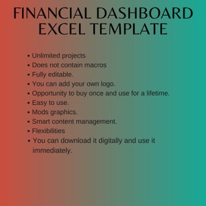 Financial Dashboard Excel Template: Streamline Finance Management - Etsy