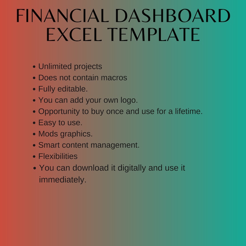 Financial Dashboard Excel Template: Streamline Finance Management - Etsy