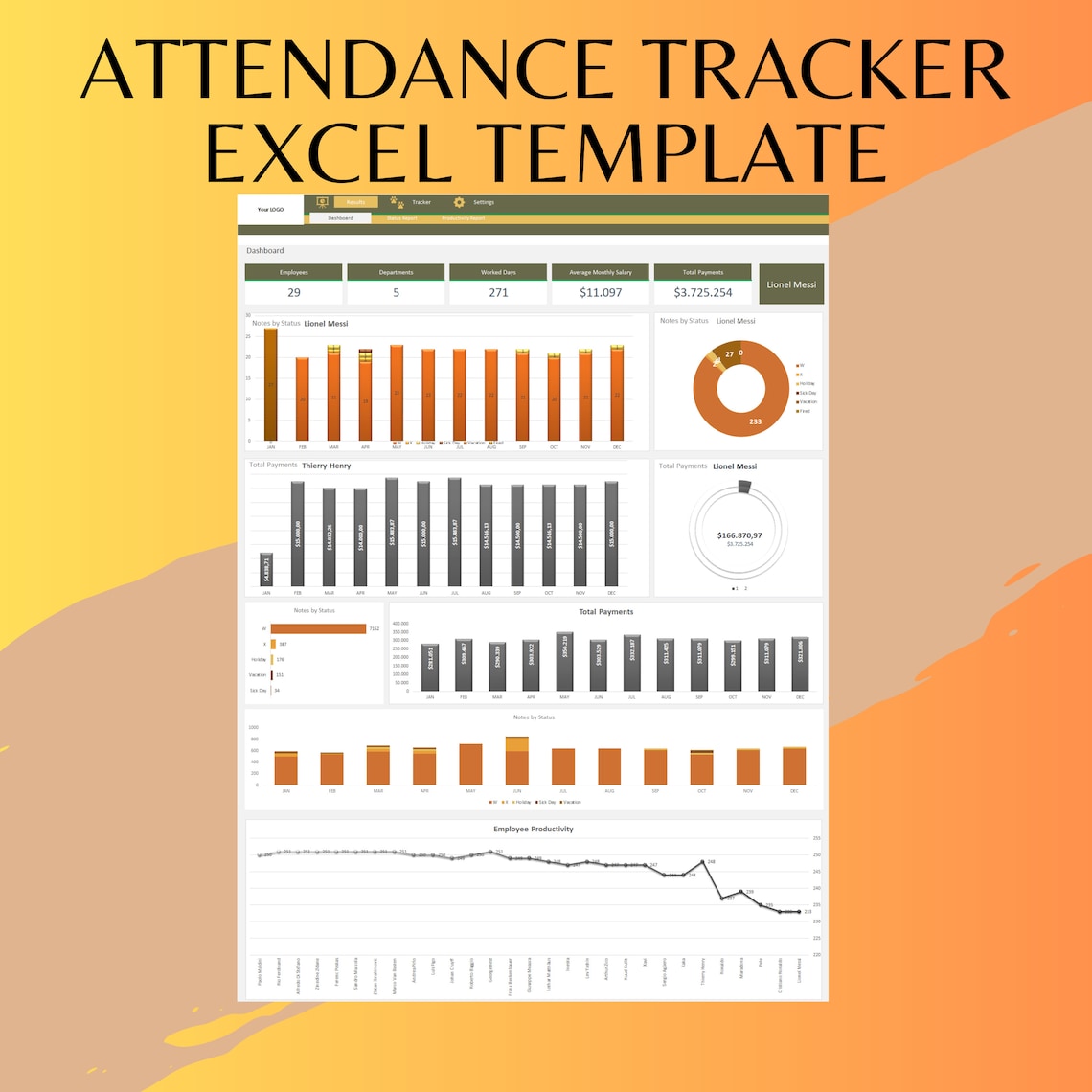 Attendance Tracker Excel Template, Employee Tracker Template ...