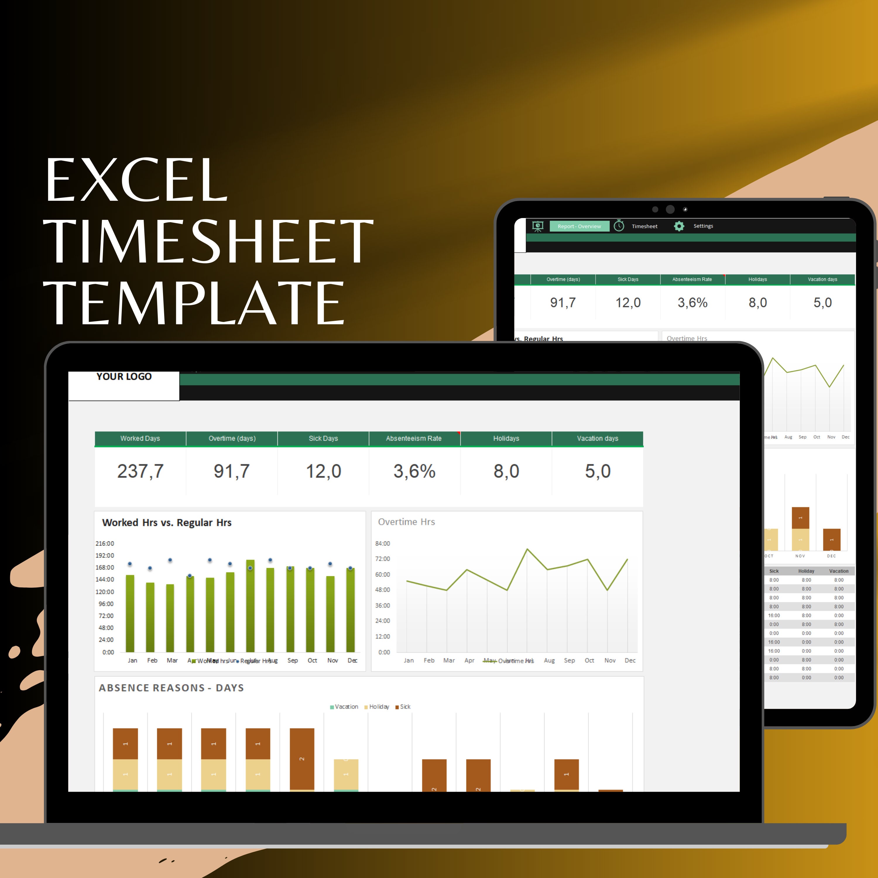 Excel Timesheet Management Template, - Etsy