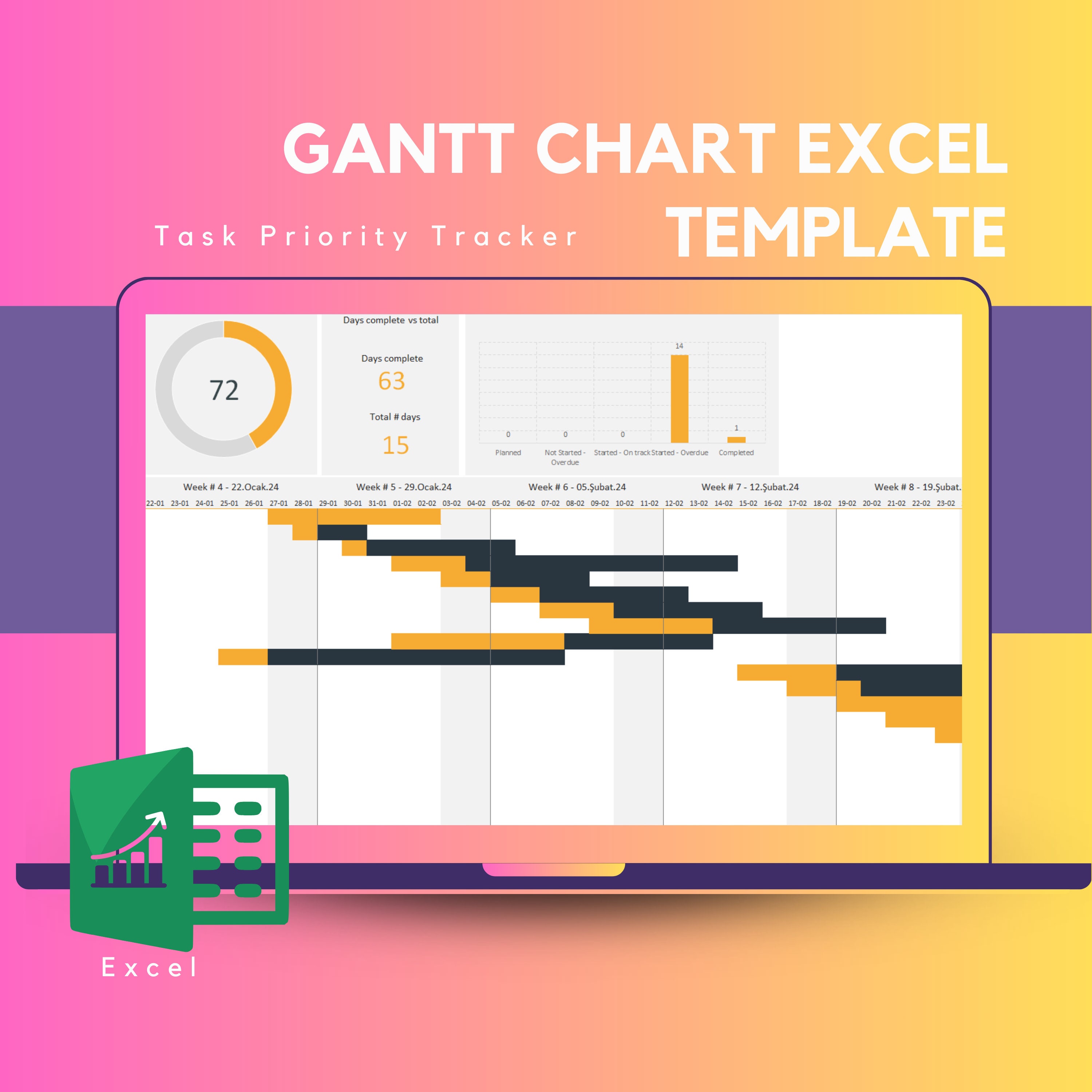 Gantt Chart Excel Template - Optimize Project Planning, Excel Gantt ...