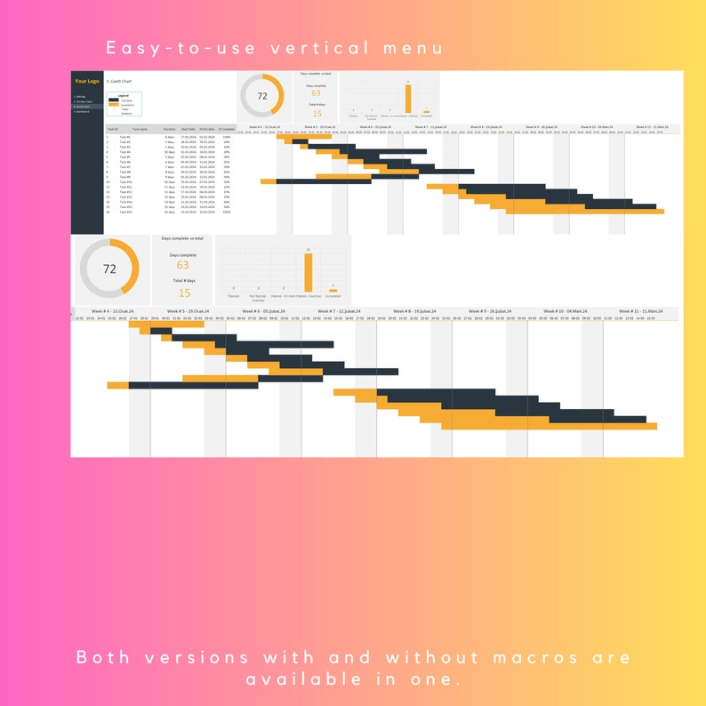 Gantt Chart Excel Template: Project Planning Task Tracker - Etsy