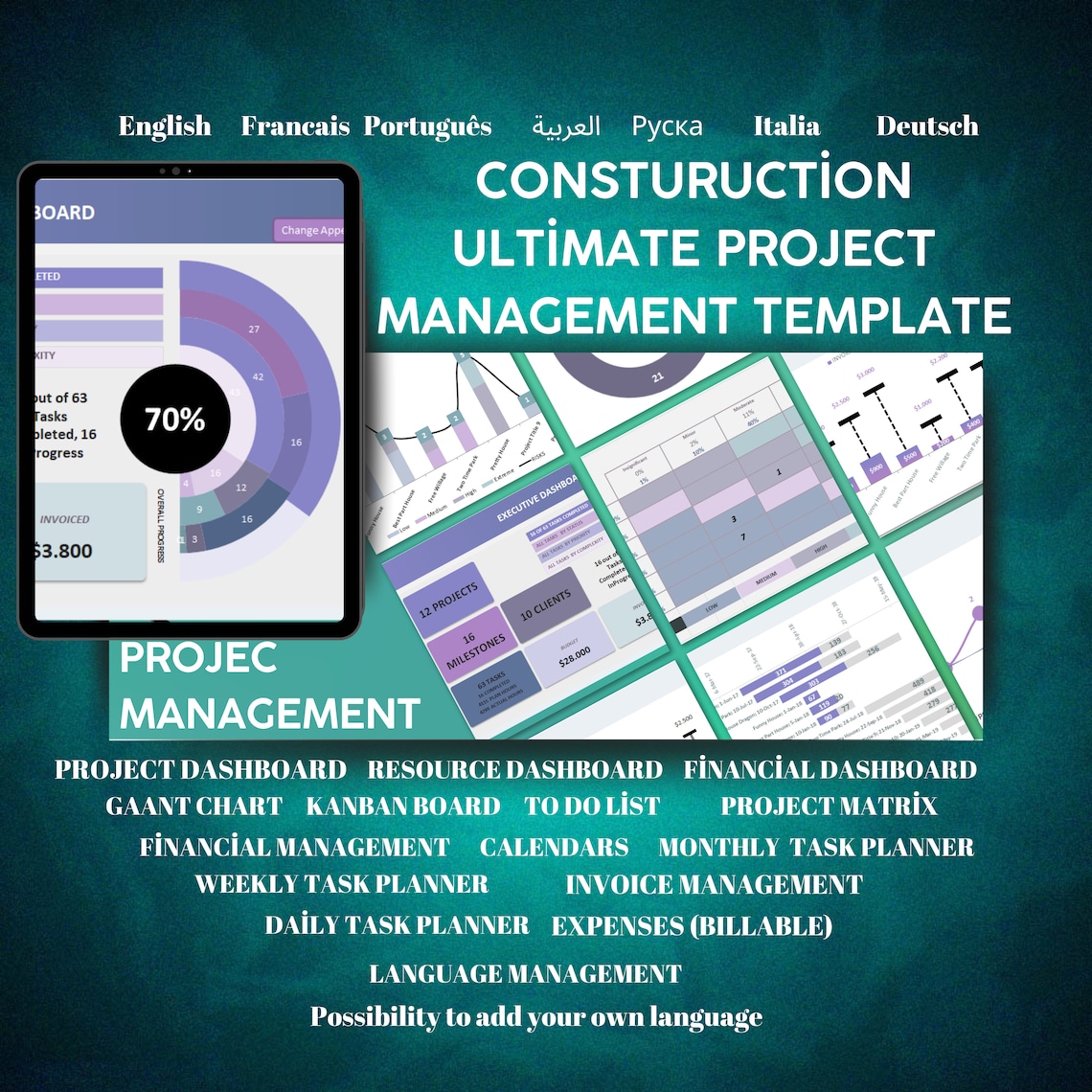 Construction Ultimate Project Management Template, Excel Project ...