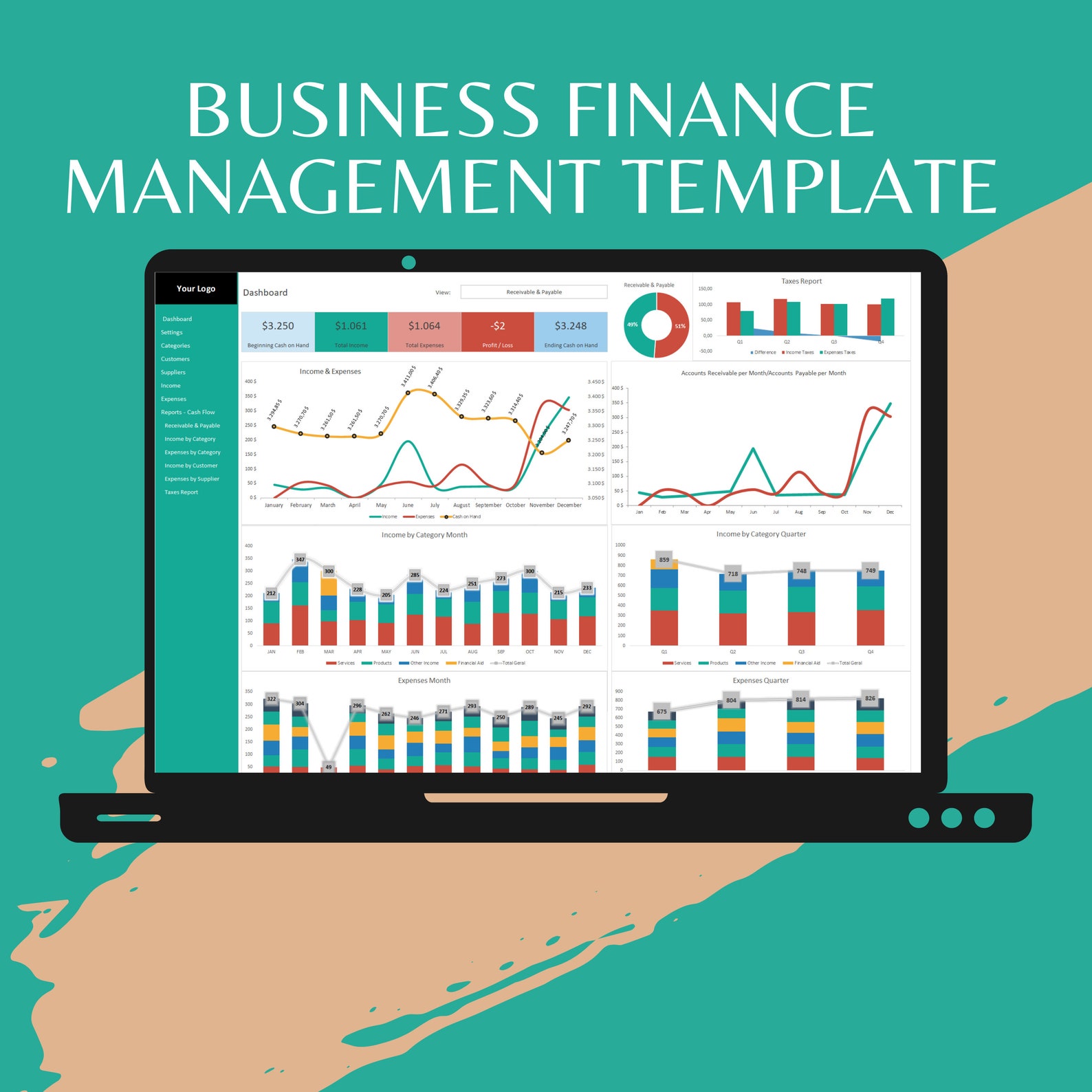 Business Finance Management Template - Etsy
