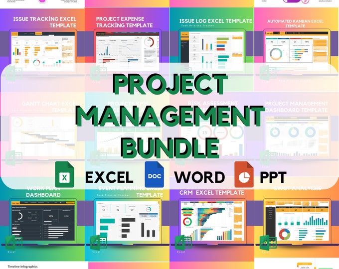 Project Management Excel Template: Gantt Chart Dashboard, Task Tracker ...