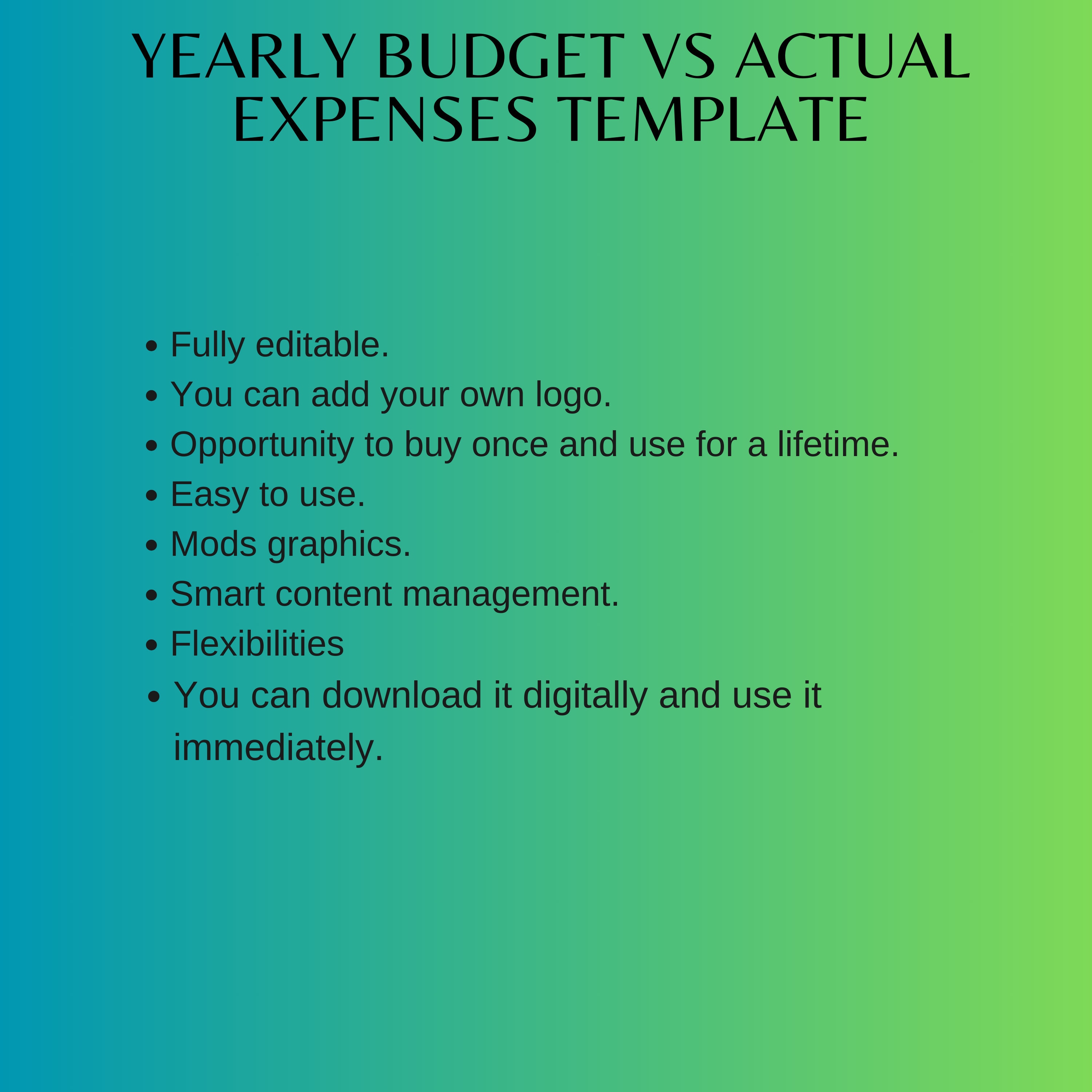 Yearly Budget Vs Actual Expenses Template: Financial Planning (excel ...
