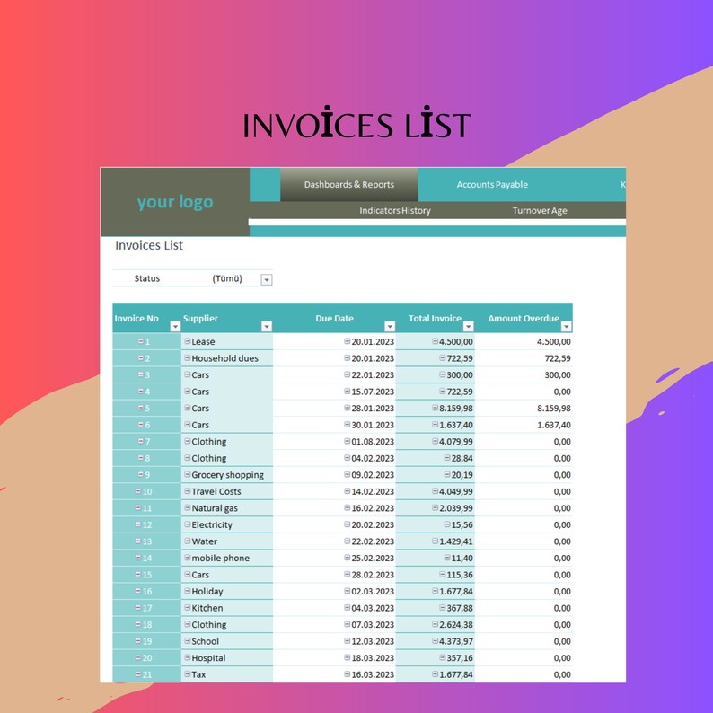 Accounts Payable Management Template,excel Accounts Payable Template ...