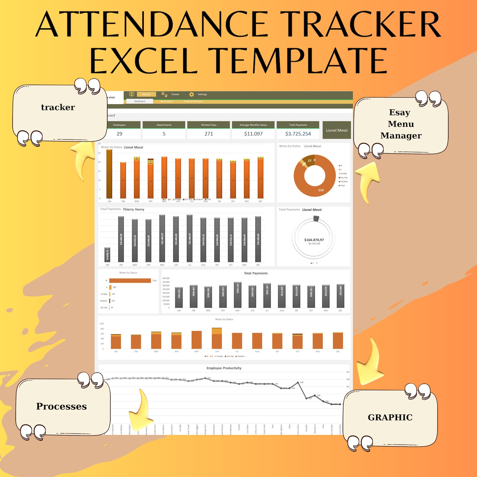 Attendance Tracker Excel Template, Employee Tracker Template ...