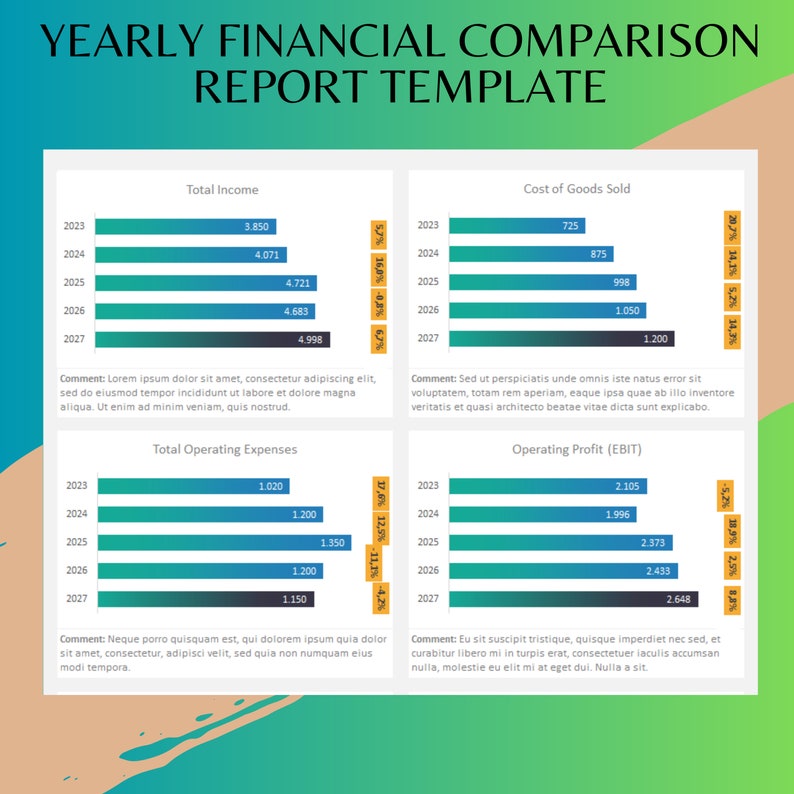 Yearly Financial Comparison Report Template, Analyze and Optimize Your ...