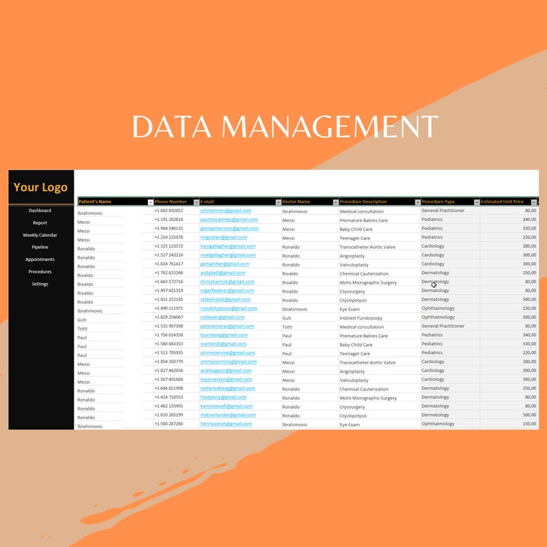 Medical Appointment Control Template: Excel Dashboard (lifetime Use) - Etsy