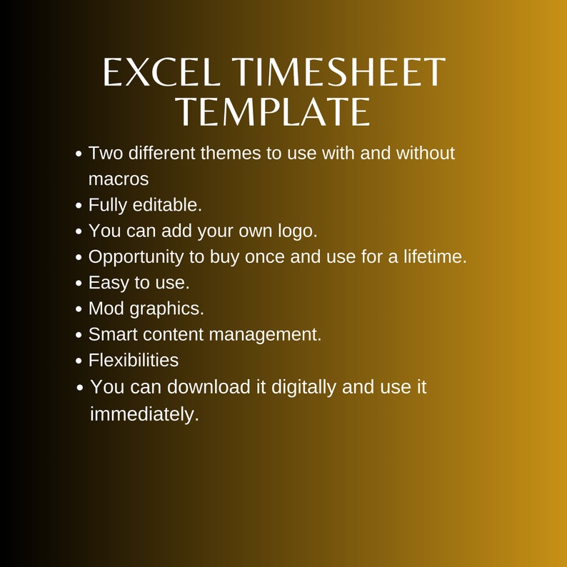 Excel Timesheet Management Template, - Etsy
