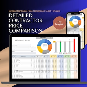 Detailed Contractor Price Comparison Excel Template, Construction ...
