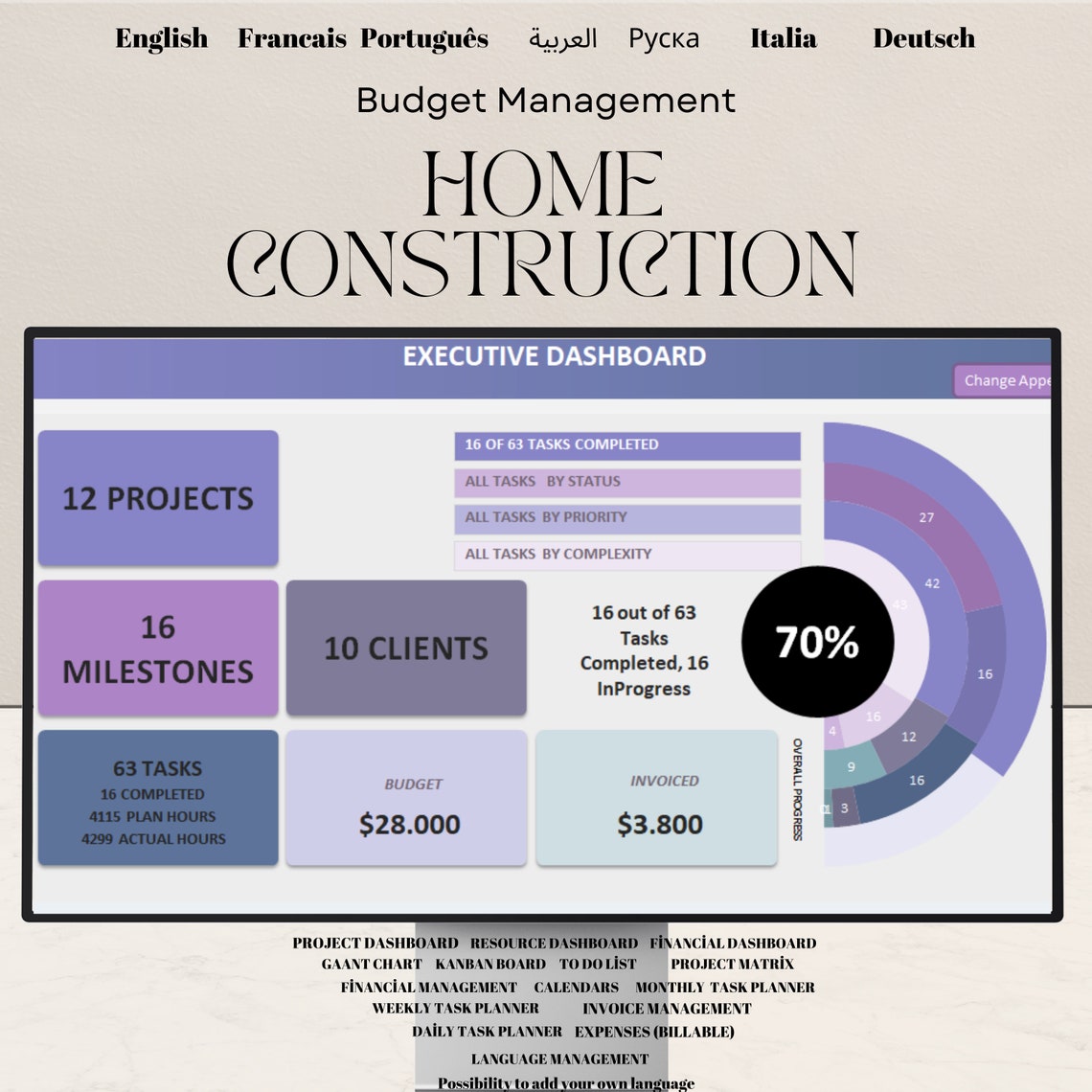 Home Building Project Planner: Construction Budget Excel Template ...