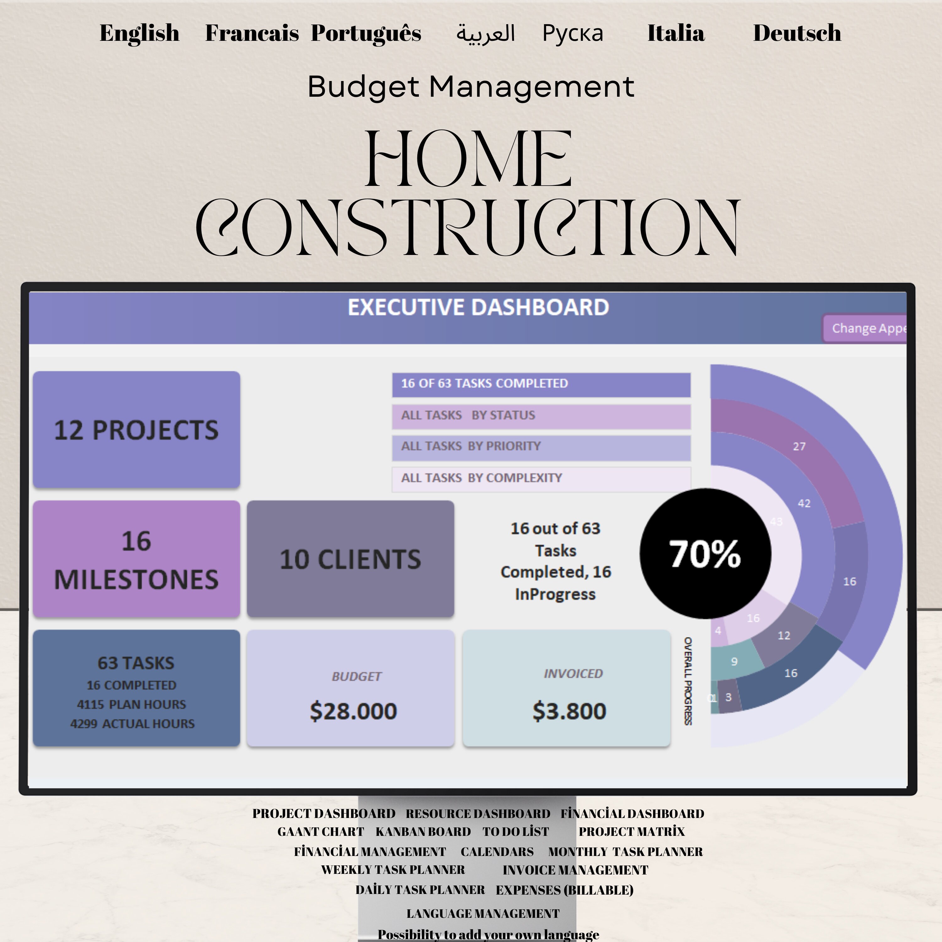 Home Building Project Planner: Construction Budget Excel Template ...