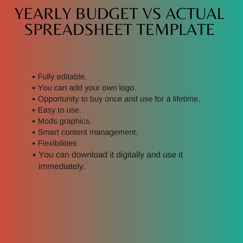 Yearly Budget Vs Actual Spreadsheet Template - Financial Comparison ...