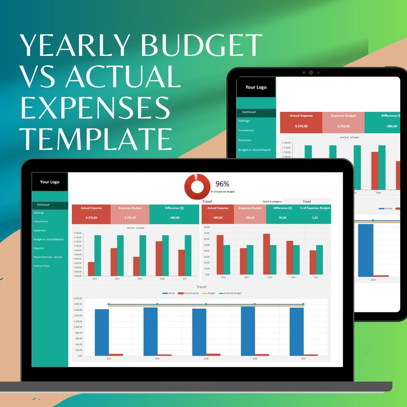 Yearly Budget Vs Actual Expenses Template: Financial Planning (excel ...