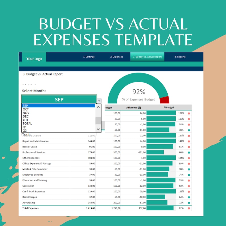 Budget Vs Actual Expenses Template: Financial Tracking Spreadsheet - Etsy