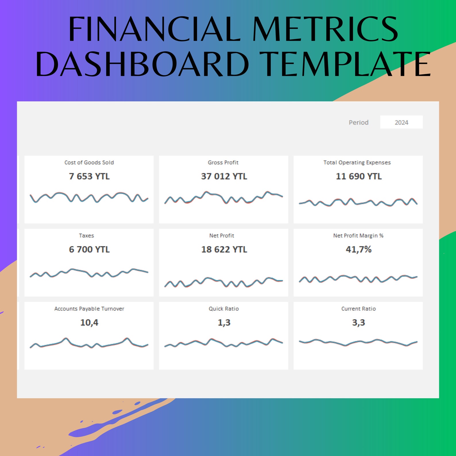 Financial Metrics Dashboard Template, Monitor Your Business Performance ...