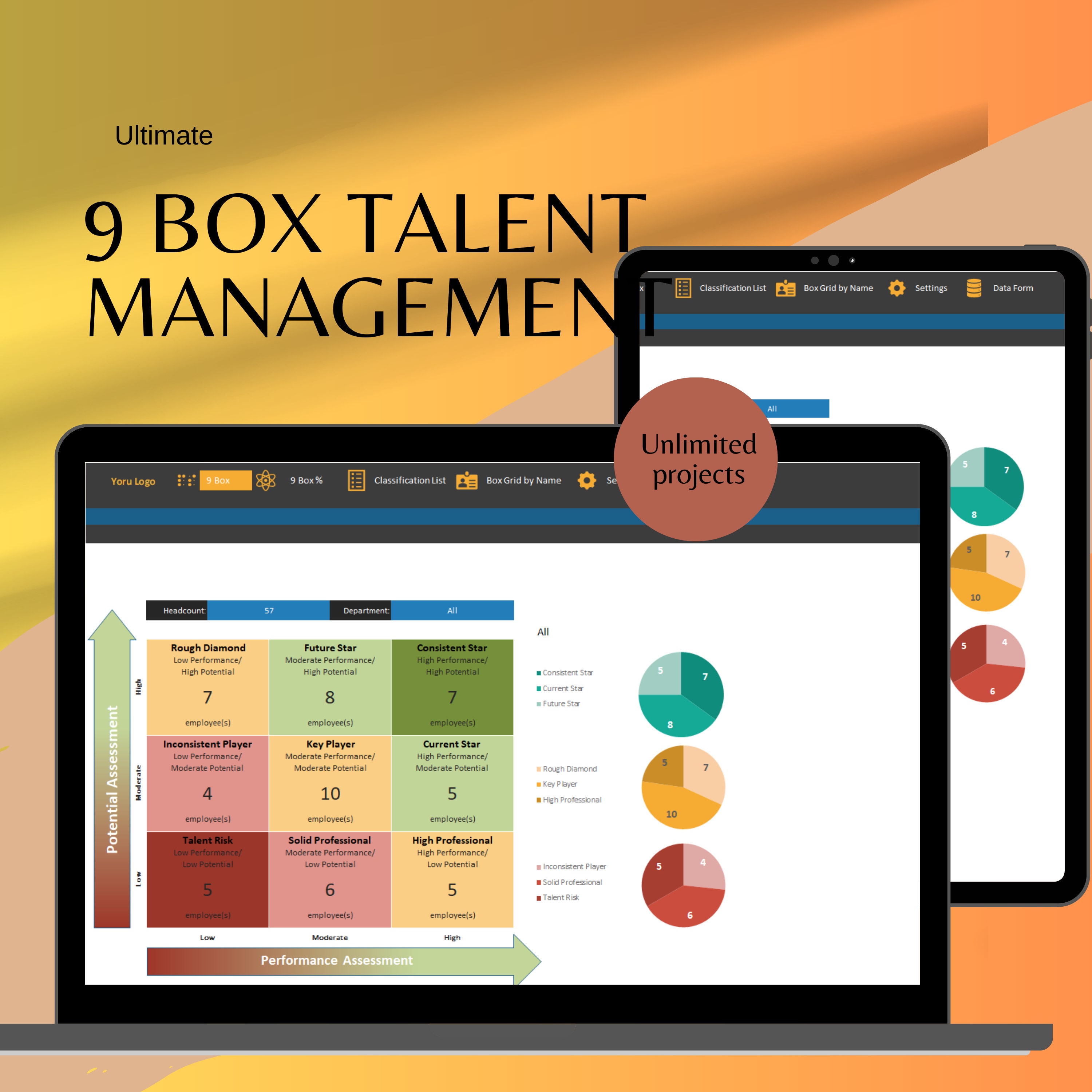 9 Box Grid Talent Management Template: Employee Assessment (excel ...