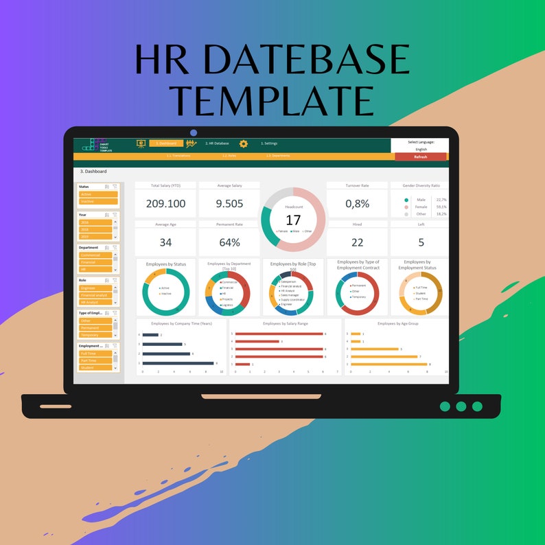 HR Database Template: Excel HR Management Dashboard - Etsy