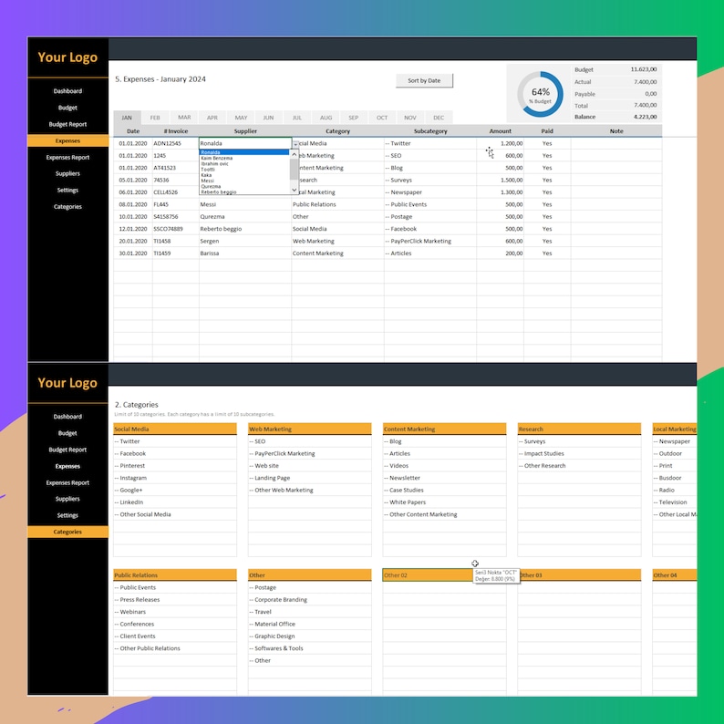 Marketing Budget Template: Streamline Campaign Expenses (excel) - Etsy