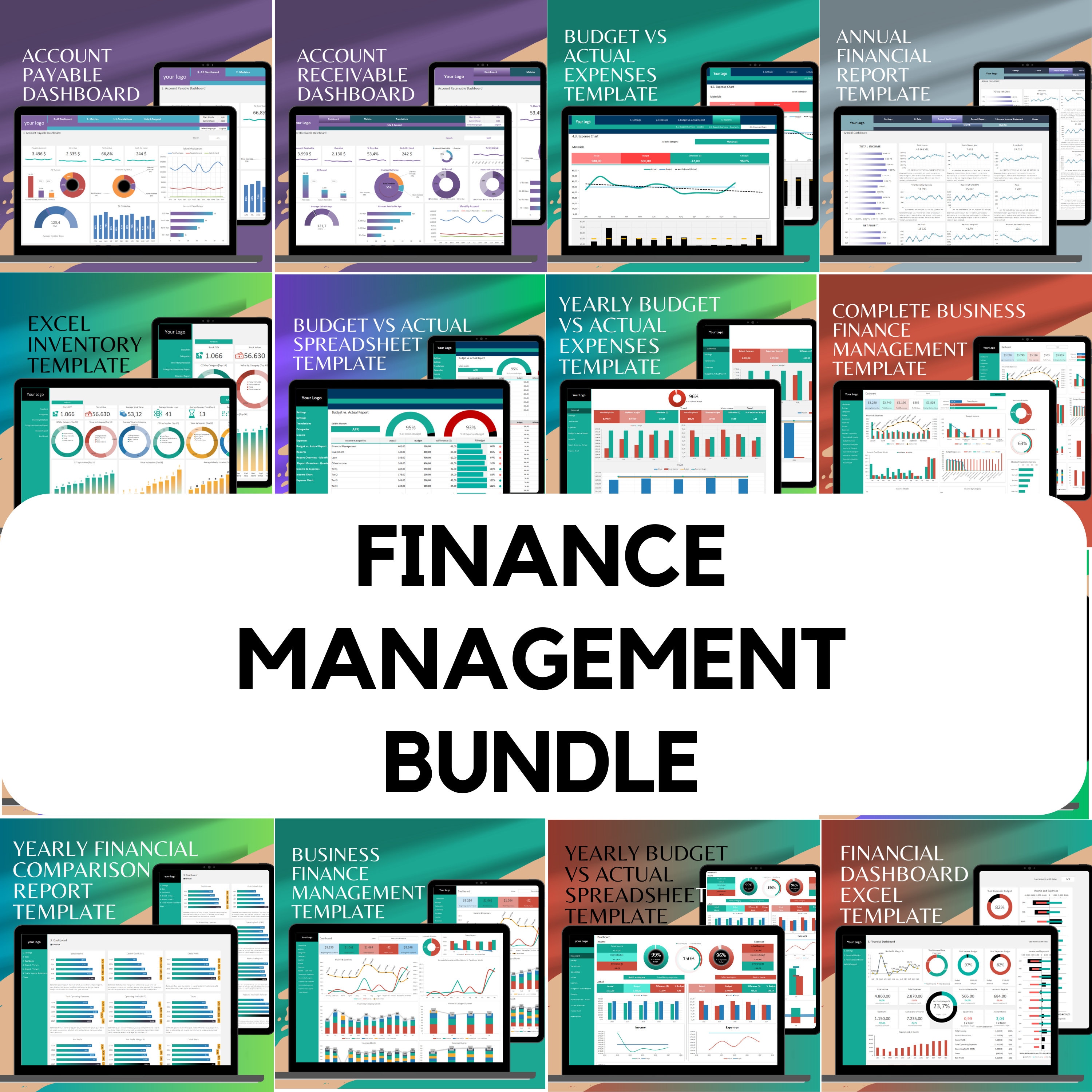 Excel Finance Management Bundle: Budget, Income, Expense, KPI ...