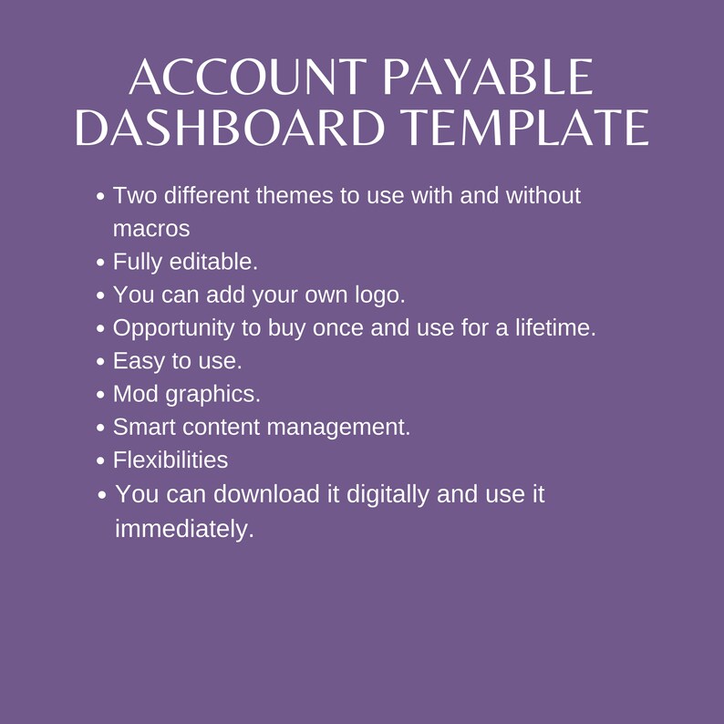 Accounts Payable Dashboard Template: Excel Payment Management - Etsy