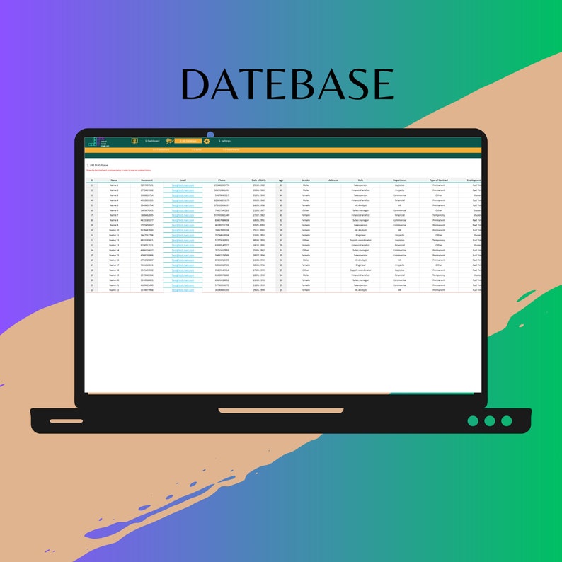 Human Resource Database Template, HR Database Template, HR Database ...