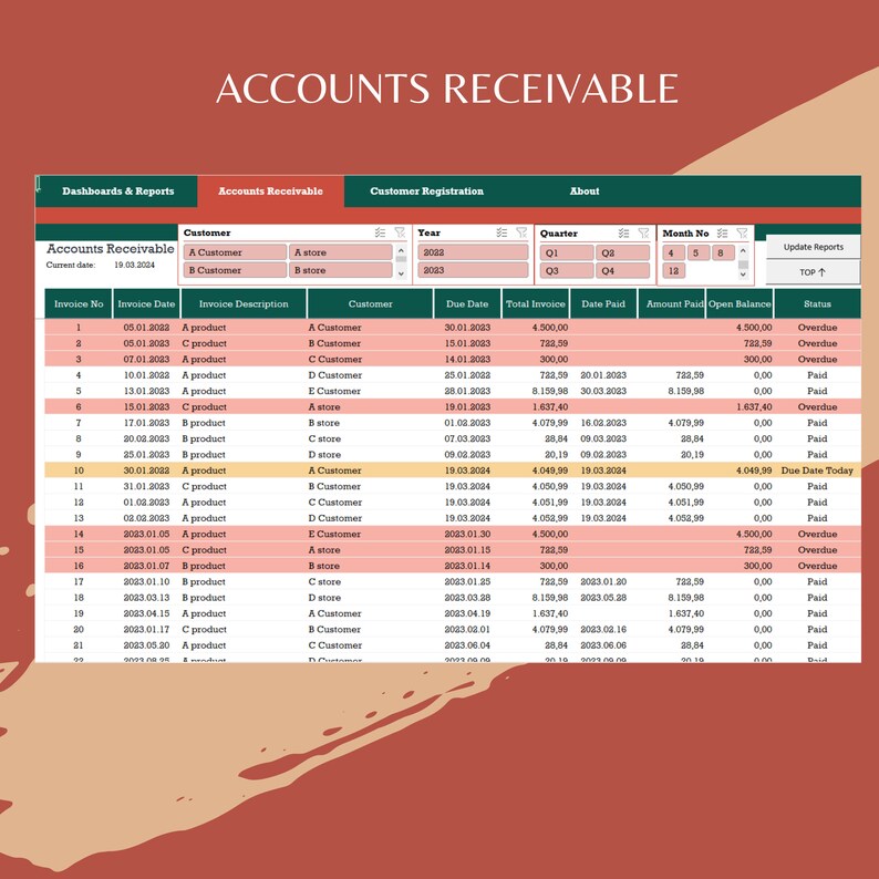 Accounts Receivable Management Template,efficient Accounts Receivable Management Excel Template ...