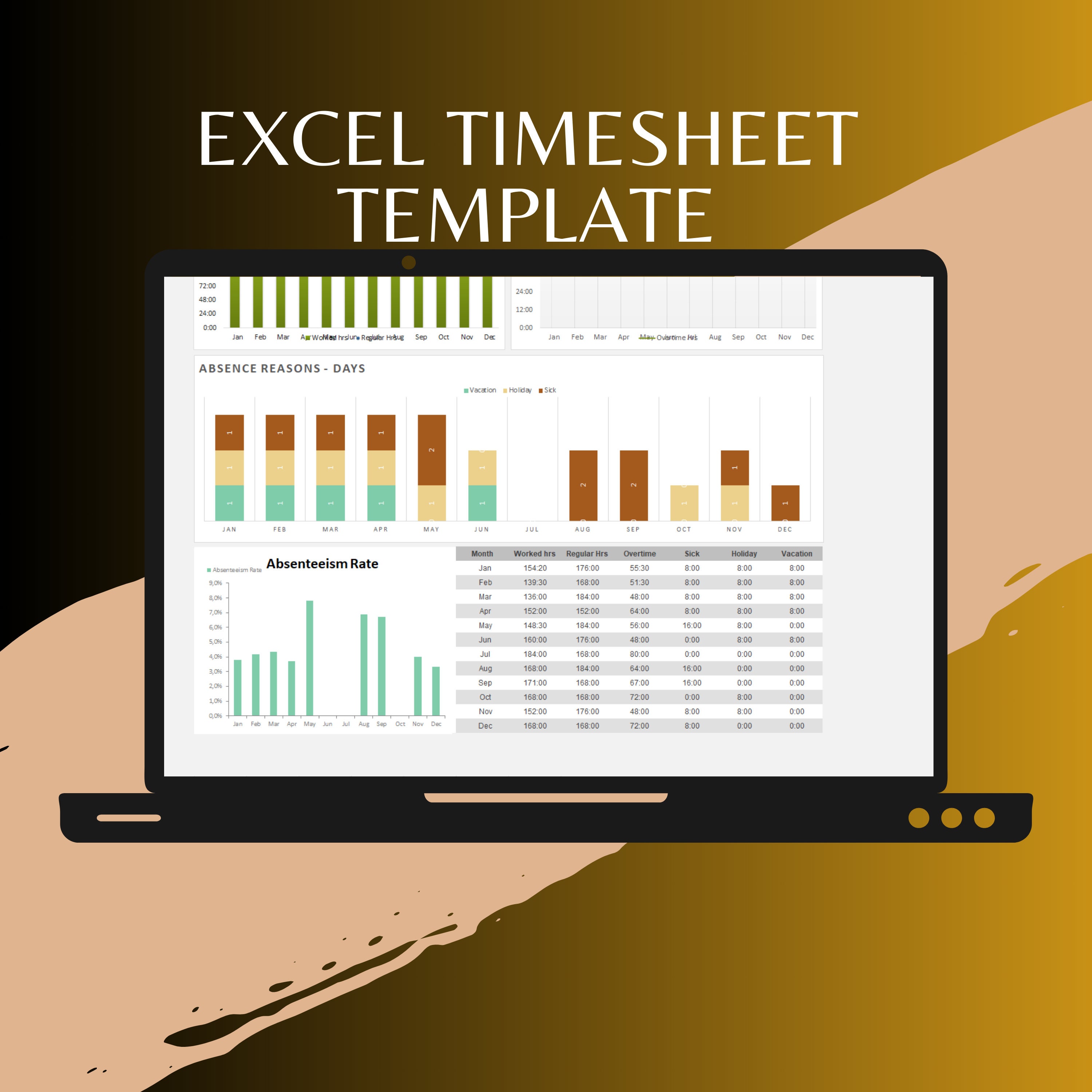 Excel Timesheet Management Template, - Etsy