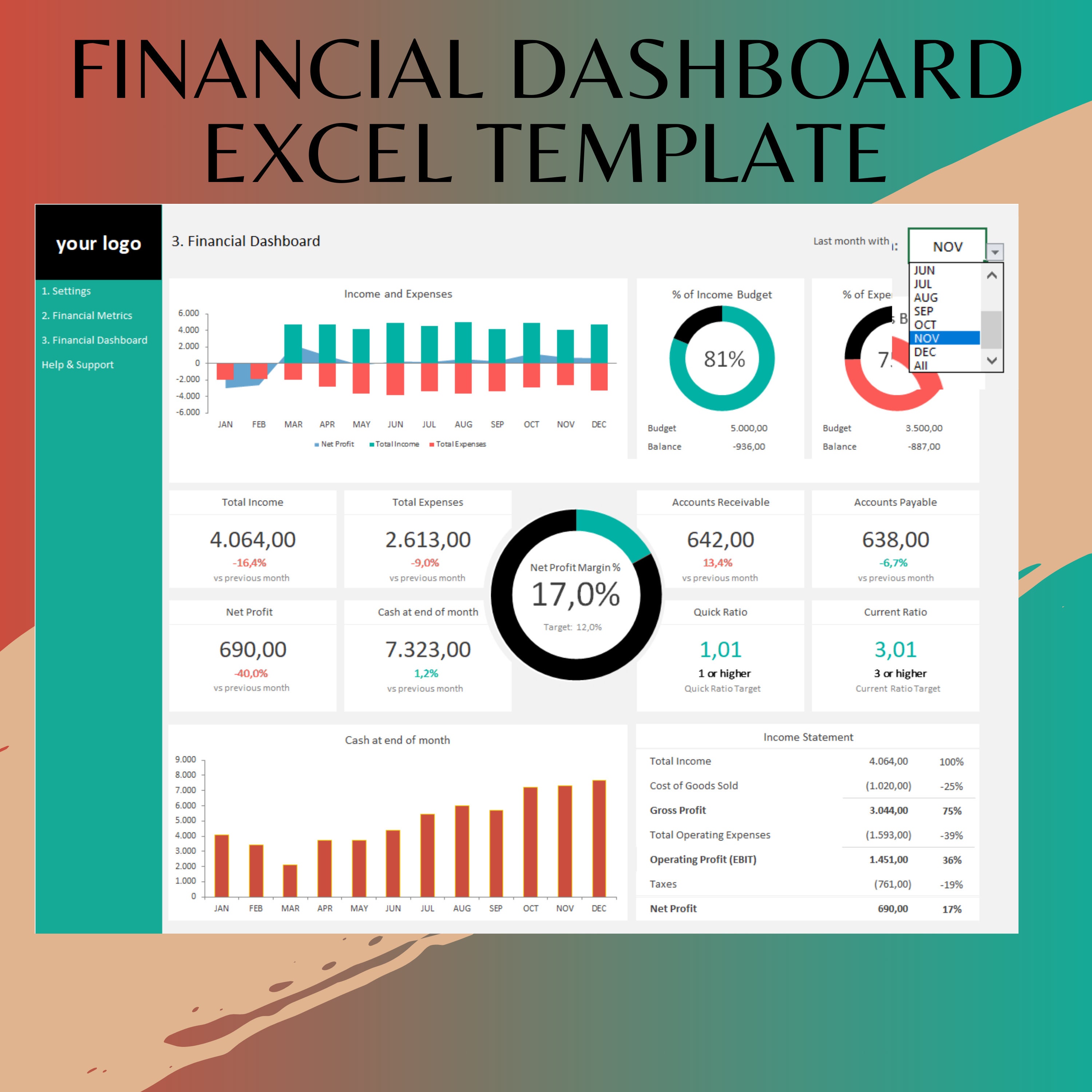 Financial Dashboard Excel Template Streamline Finance Management Etsy Financial Dashboard Excel Template Streamline Finance Management Etsy