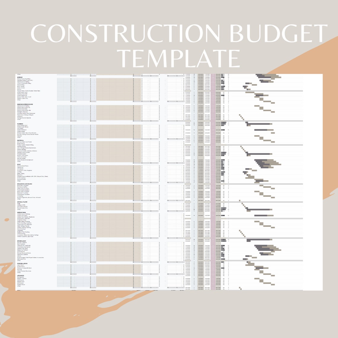 Construction Budget Template: Home Building Planner (googlesheet ...