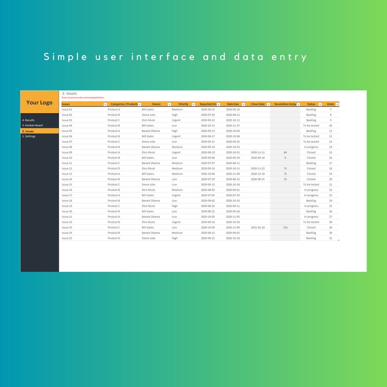 Issue Log Excel Template - Streamline Problem Tracking, Excel Issue Log ...