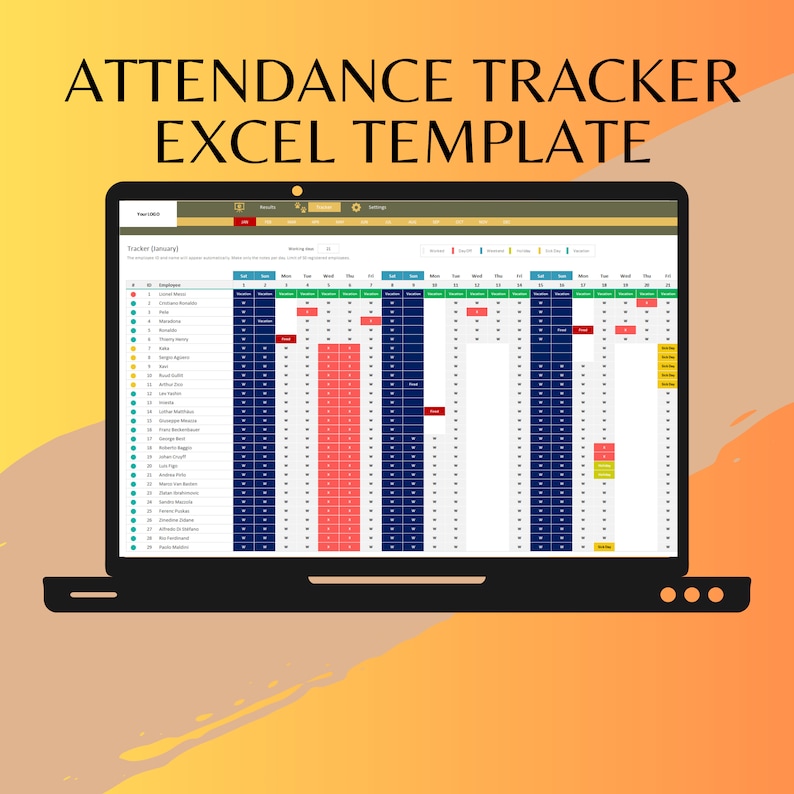 Attendance Tracker Excel Template, Employee Tracker Template ...