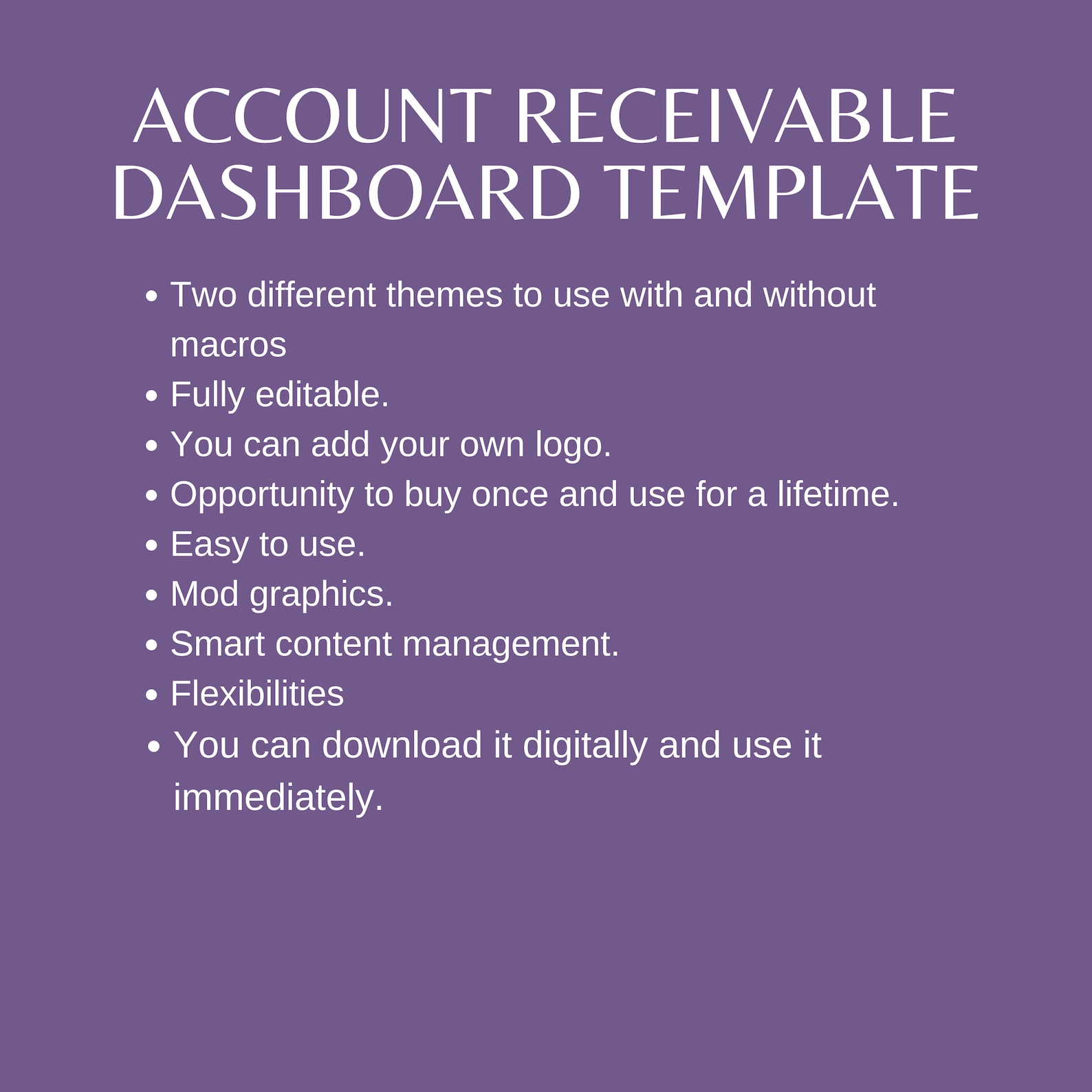 Accounts Receivable Dashboard Template: Excel Cash Flow Management - Etsy