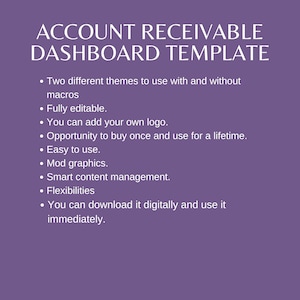 Accounts Receivable Dashboard Template: Excel Cash Flow Management - Etsy