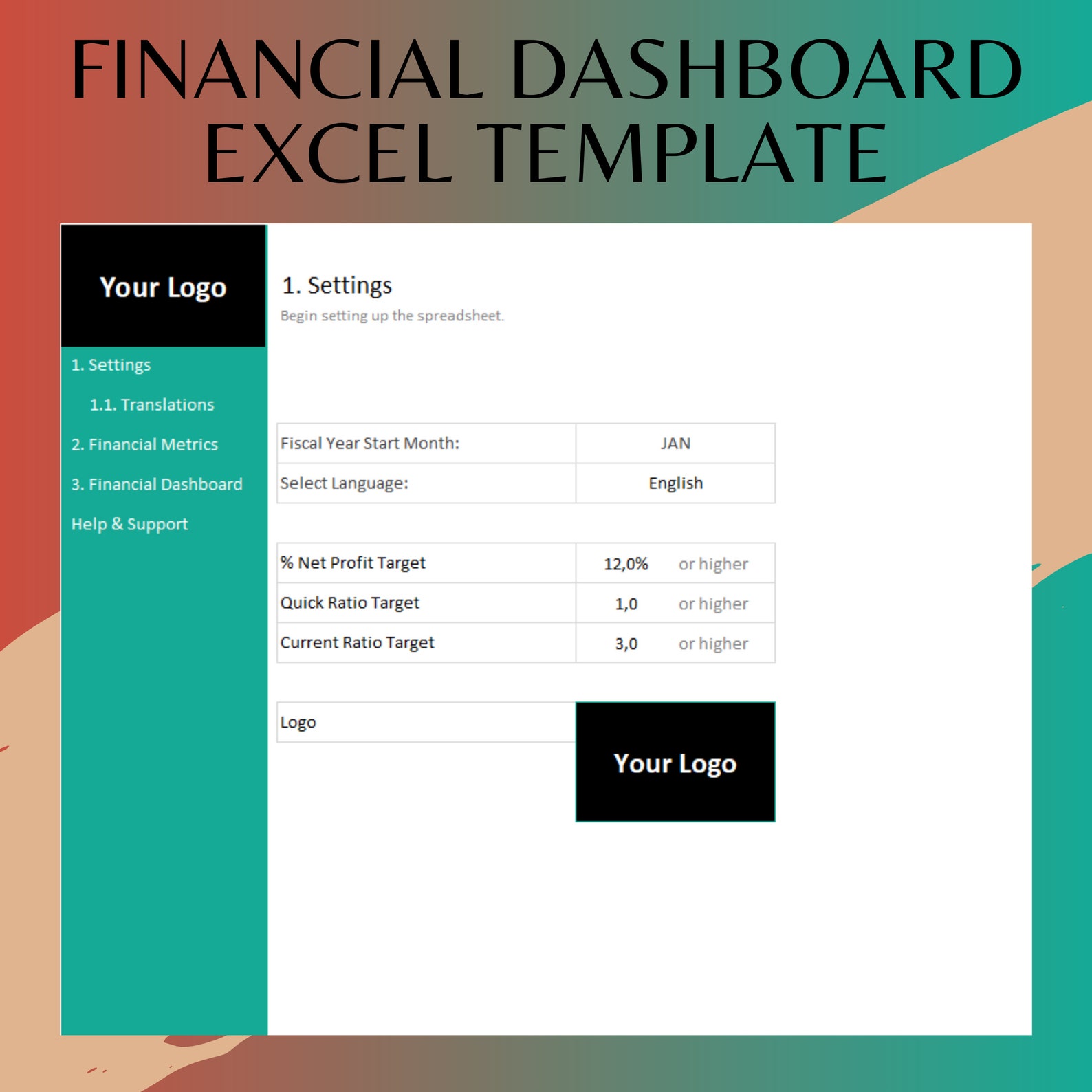 Financial Dashboard Excel Template: Streamline Finance Management - Etsy
