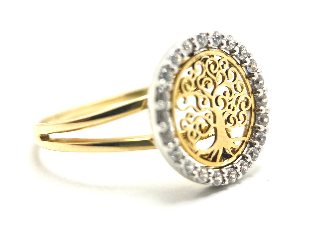 Tree of Life Ring 18k Yellow Gold With Zircons 18k Gold Faith - Etsy