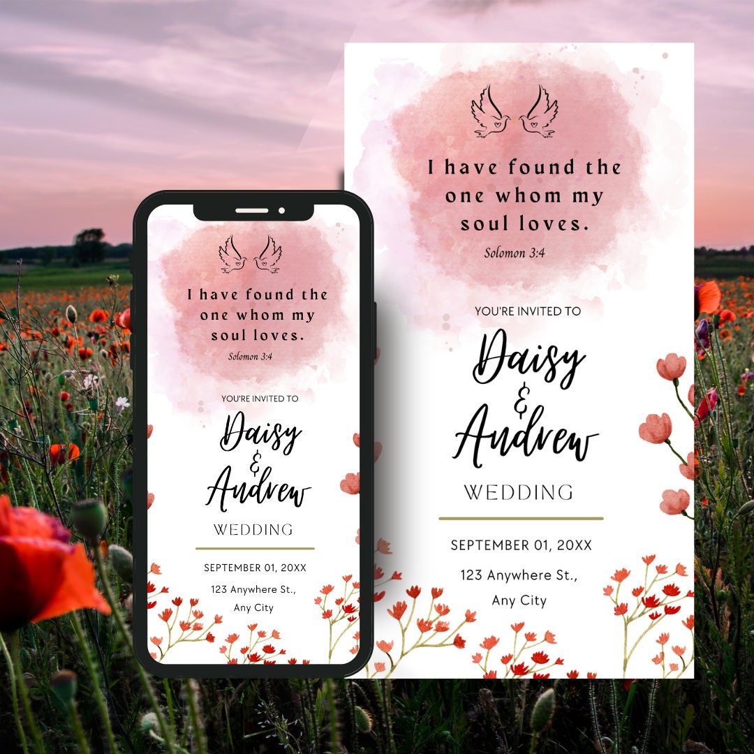 Christian Wedding Invitation Amara Printable Templates Instant Download ...